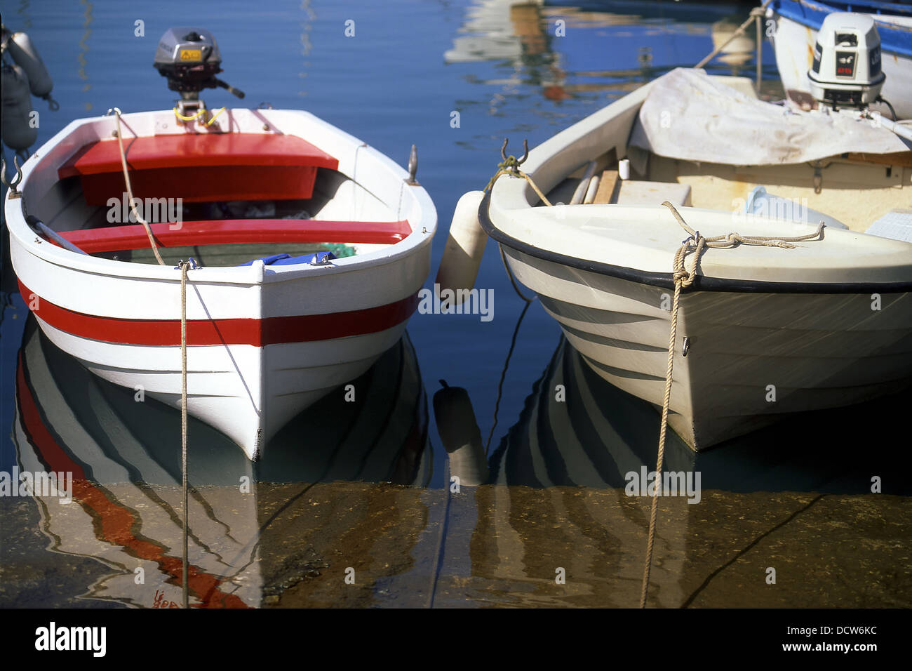 Small boats at harbour edge Portofino Italy Stock Photo - Alamy