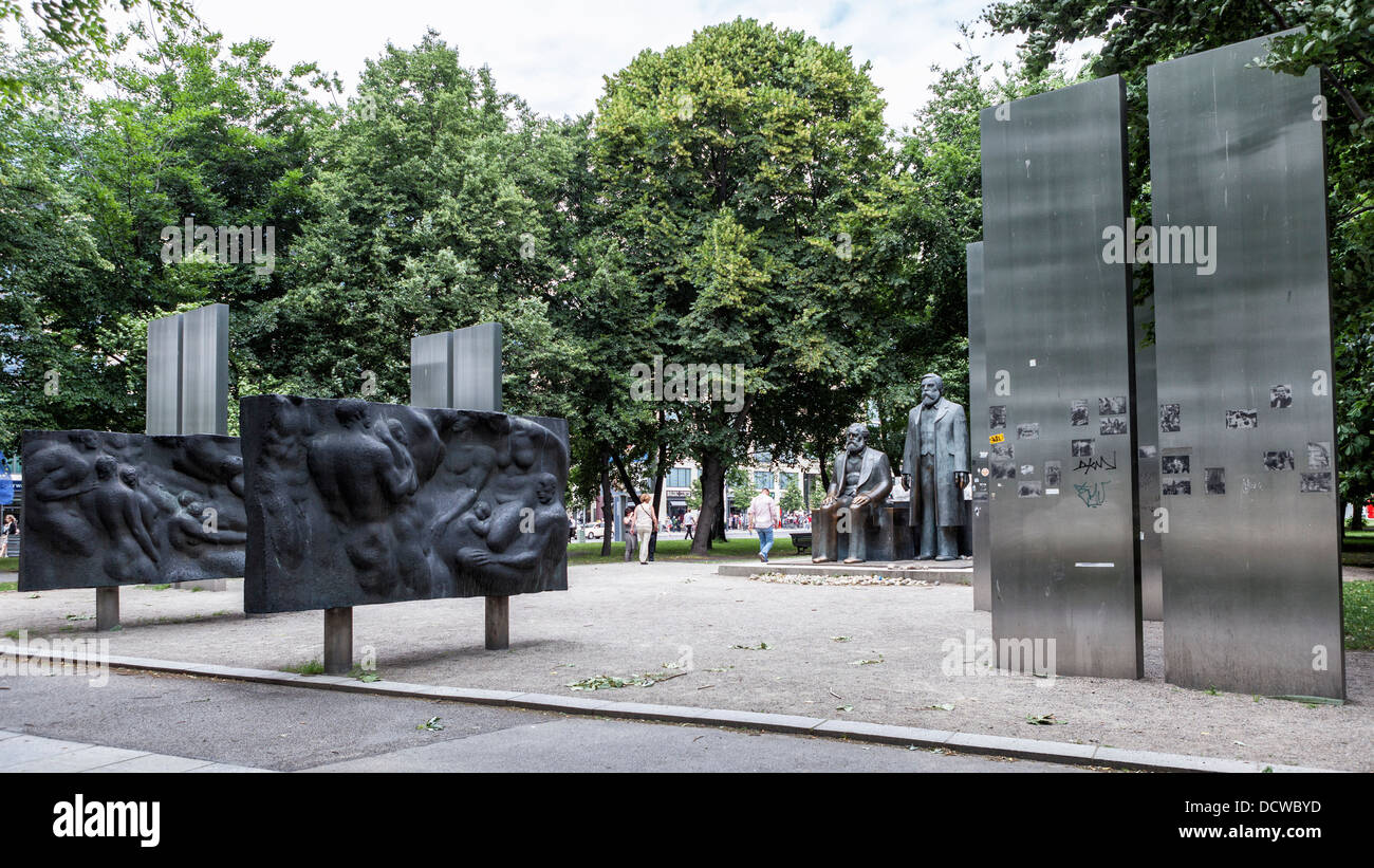Steel and stone panels and Sculptures of Karl Marx and Friedrich Engels ...