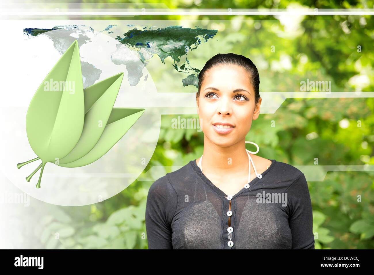 A young adult woman thinking green Stock Photo - Alamy