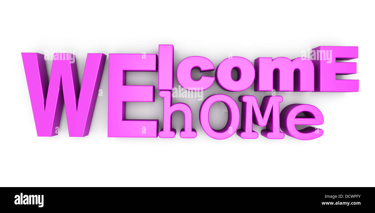Welcome home as written letters. 3d illustration Stock Photo - Alamy