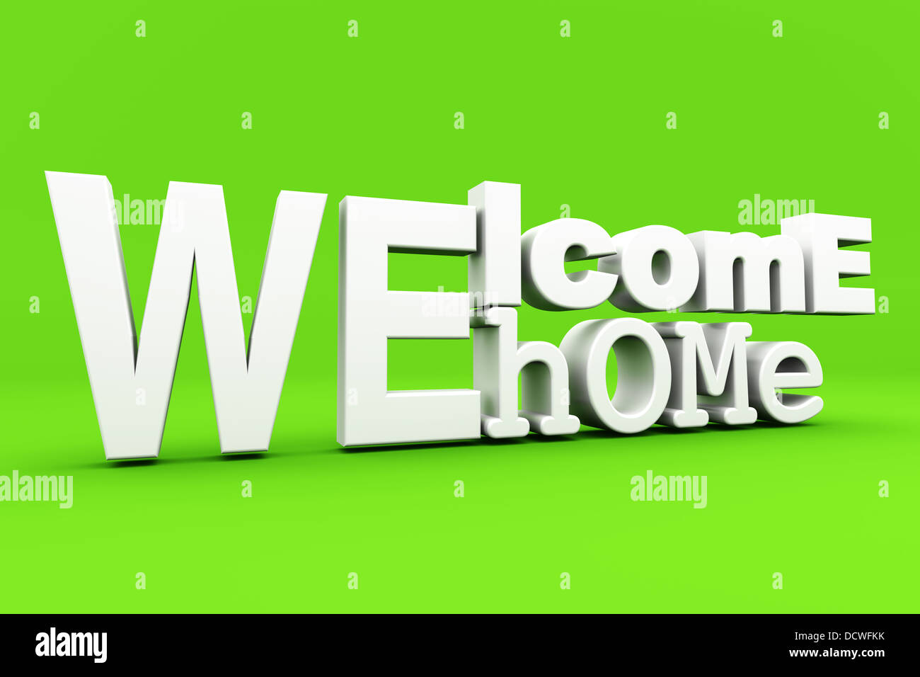Welcome home as written letters. 3d illustration Stock Photo - Alamy