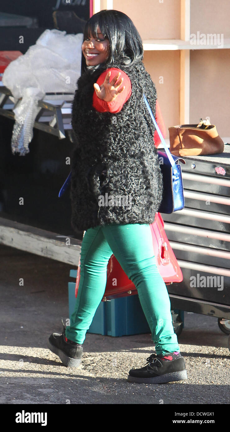 The X Factor finalist Misha Bryan arriving at rehearsals London ...
