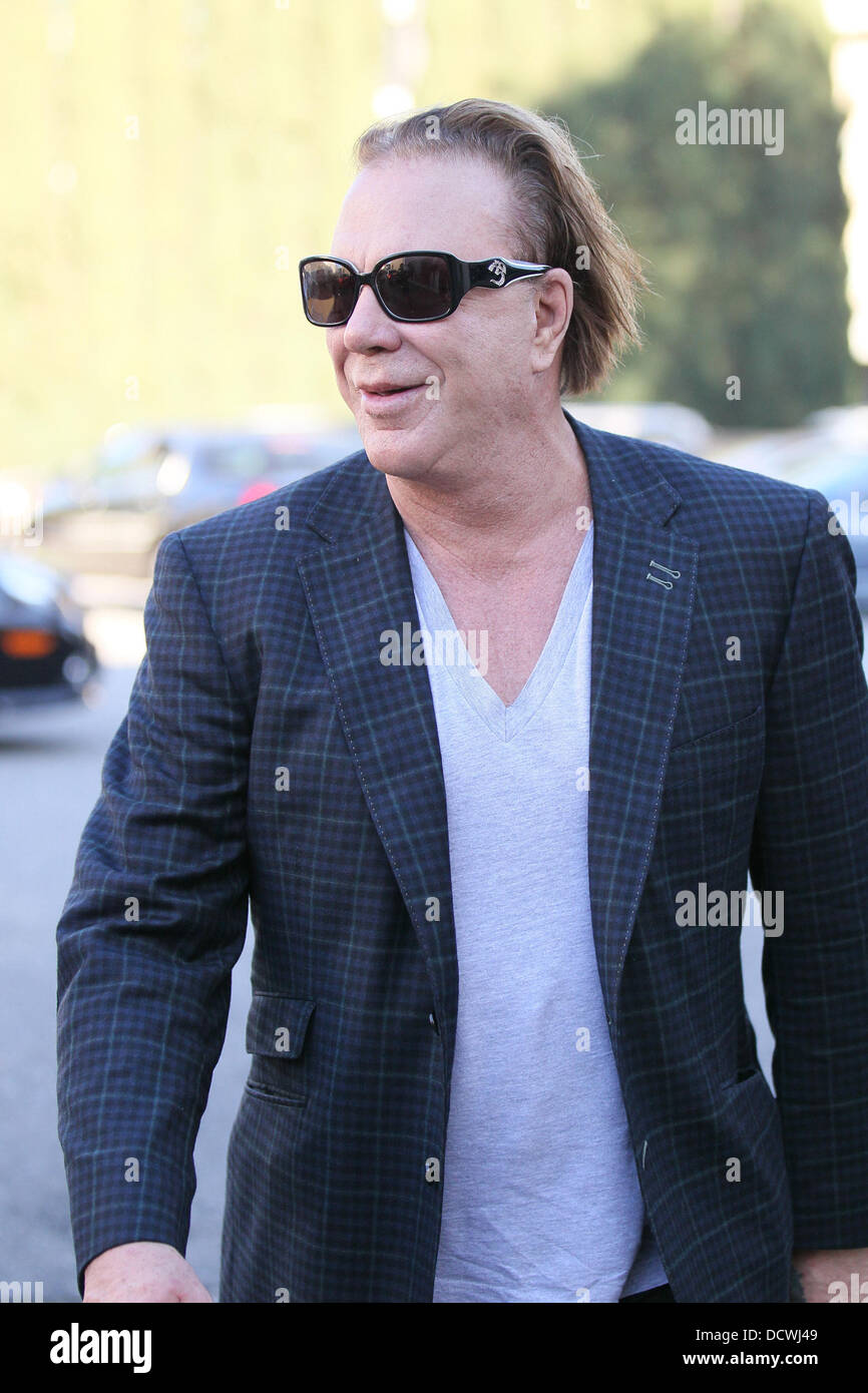 Mickey Rourke arrives to have his hair cut at Giuseppe Franco Salon in ...