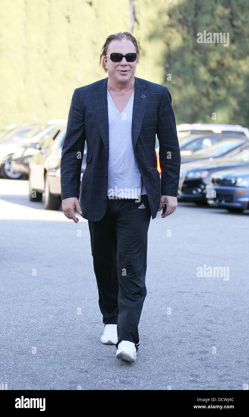 Mickey Rourke arrives to have his hair cut at Giuseppe Franco Salon in ...