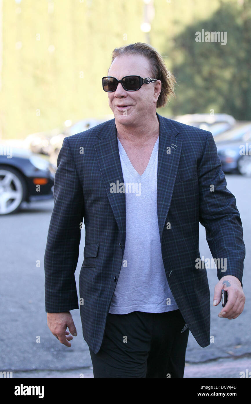 Mickey Rourke arrives to have his hair cut at Giuseppe Franco Salon in ...