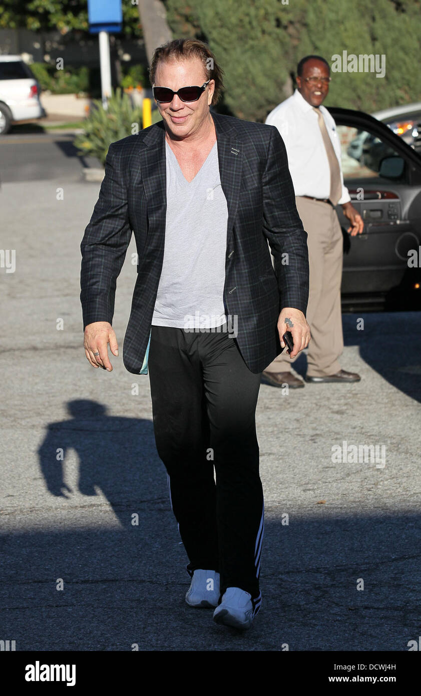 Mickey Rourke arrives to have his hair cut at Giuseppe Franco Salon in ...