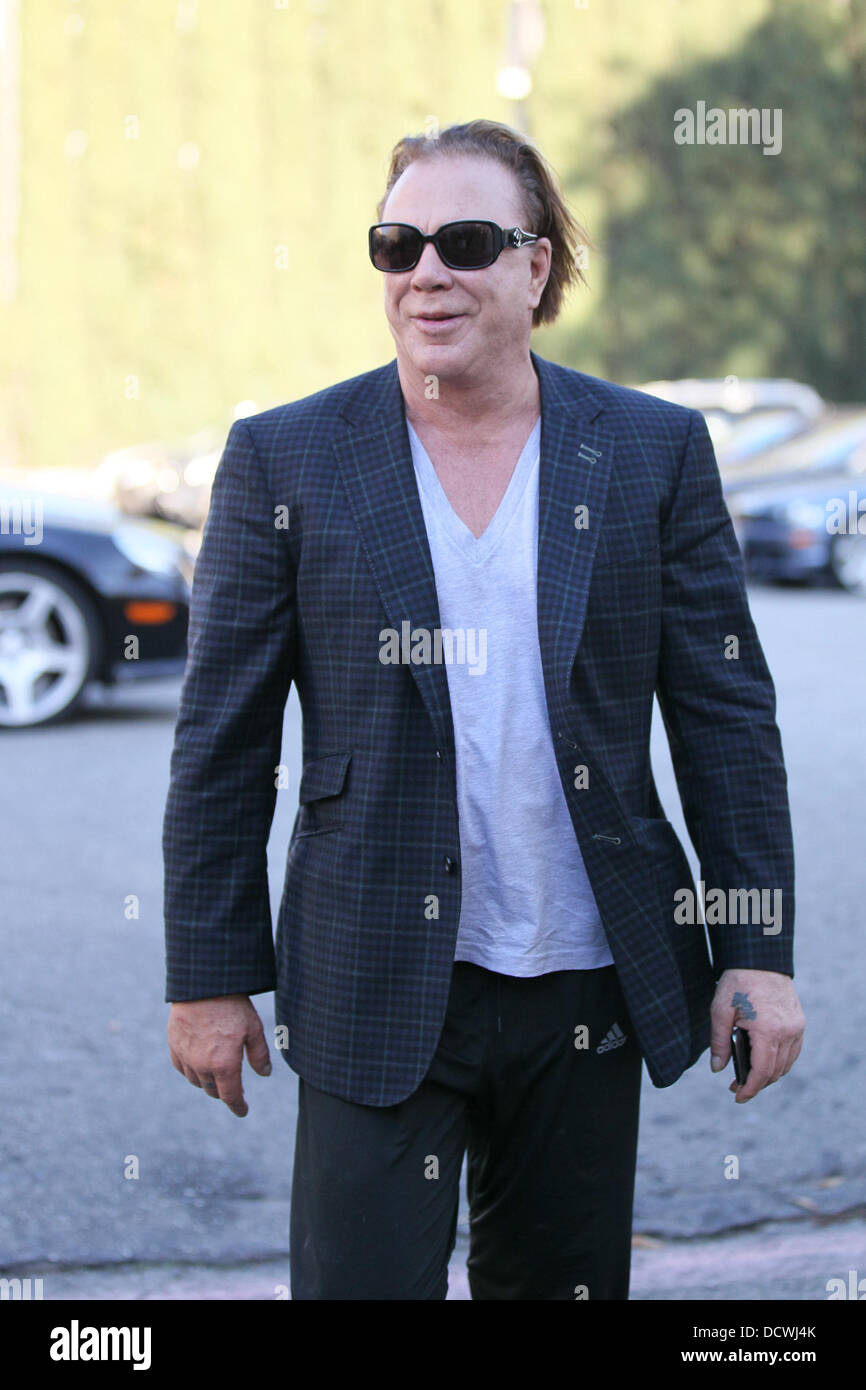 Mickey Rourke arrives to have his hair cut at Giuseppe Franco Salon in ...