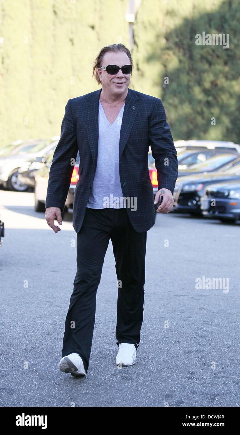 Mickey Rourke arrives to have his hair cut at Giuseppe Franco Salon in ...