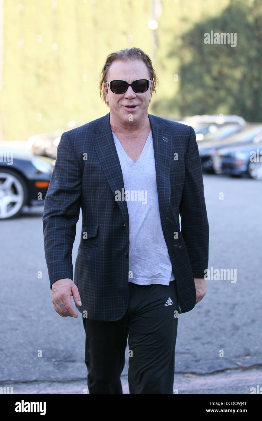 Mickey Rourke arrives to have his hair cut at Giuseppe Franco Salon in ...