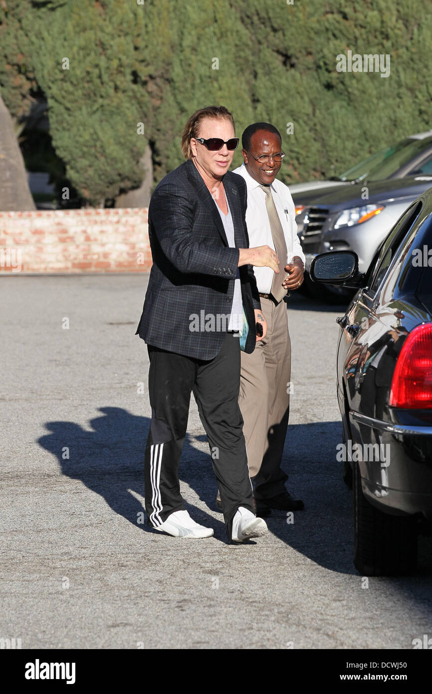 Mickey Rourke arrives to have his hair cut at Giuseppe Franco Salon in ...