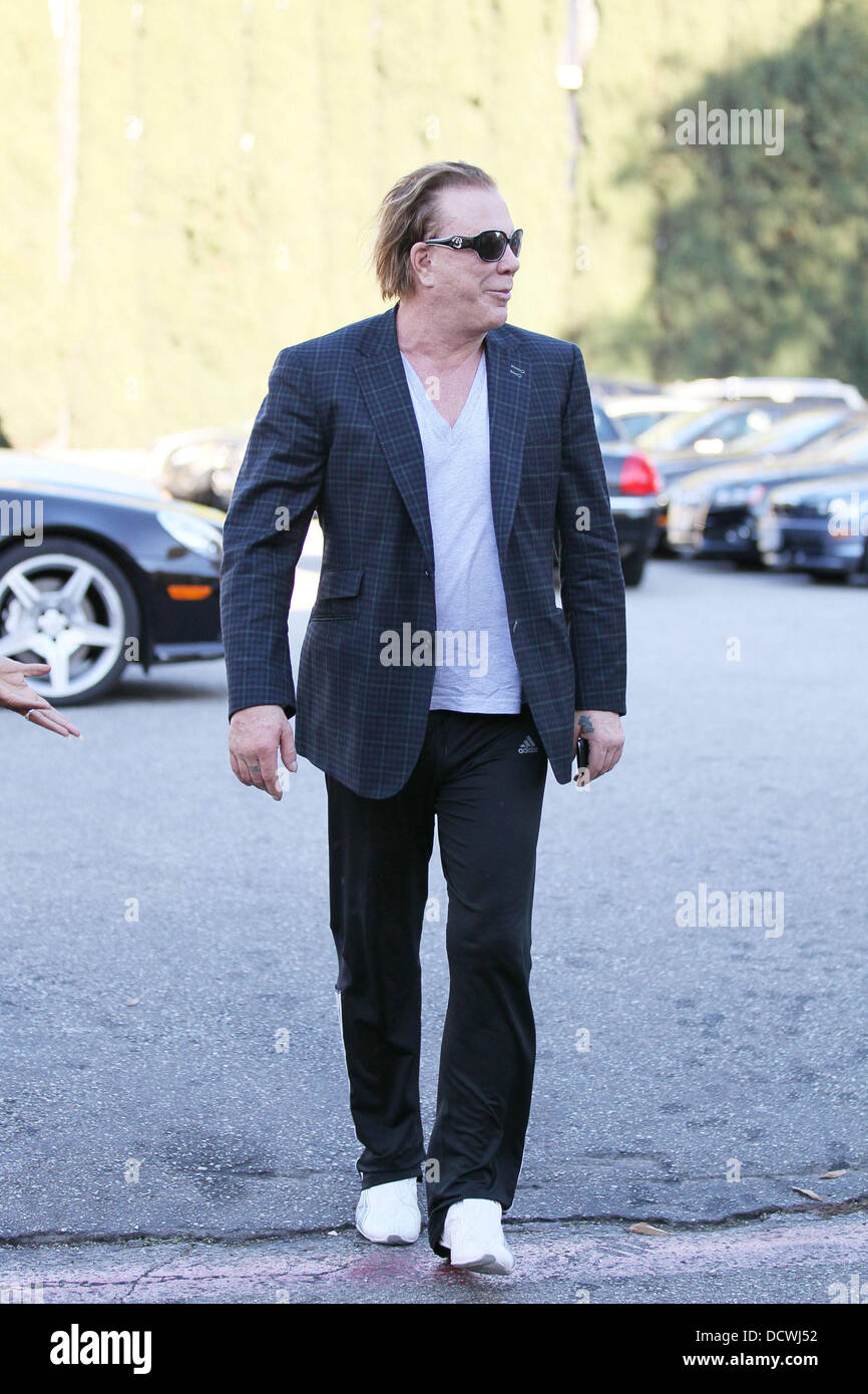Mickey Rourke arrives to have his hair cut at Giuseppe Franco Salon in ...