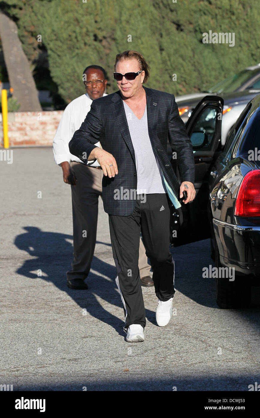 Mickey Rourke arrives to have his hair cut at Giuseppe Franco Salon in ...
