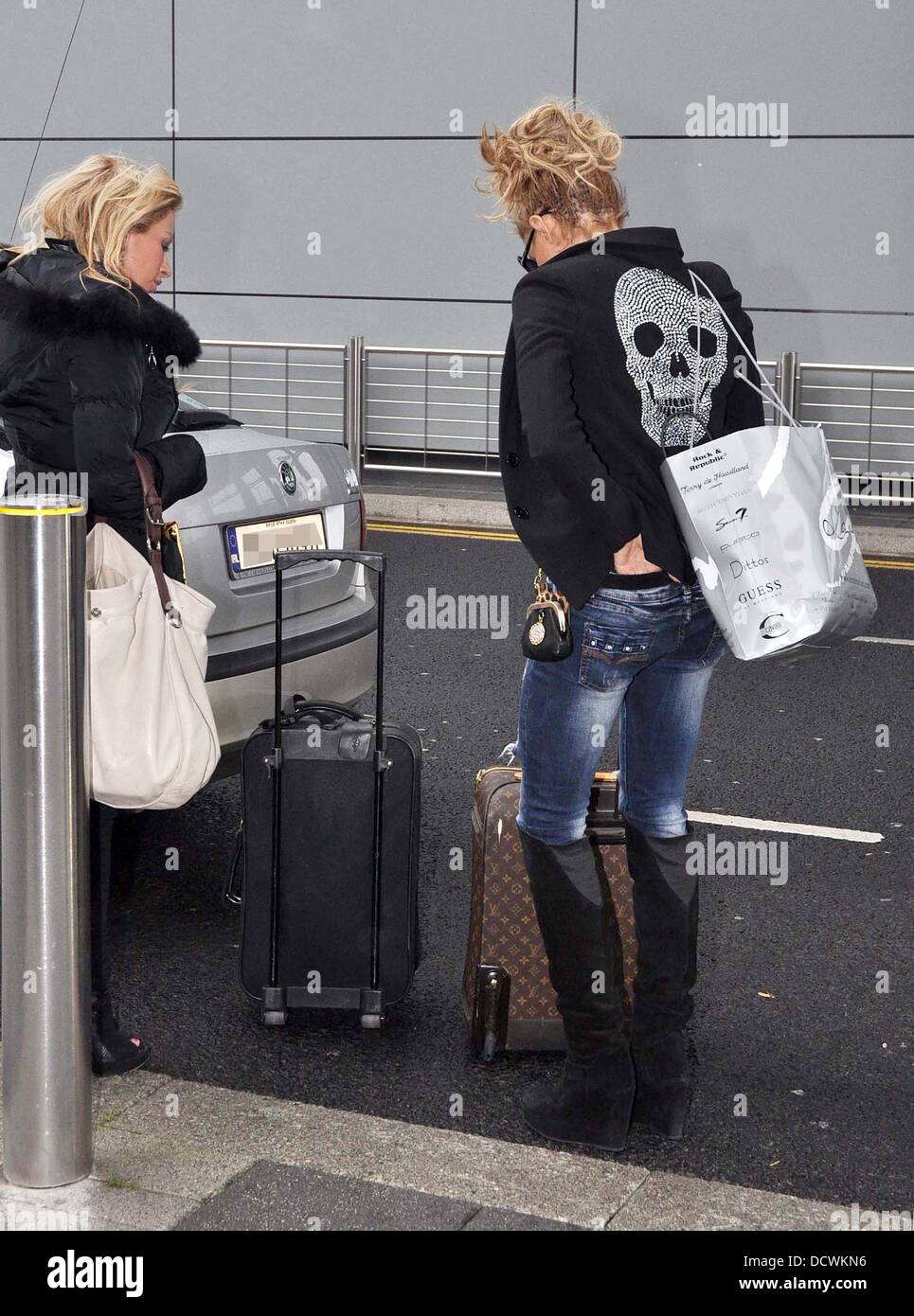 Katie Price and Lara Casey arriving at Dublin airport after attending a ...