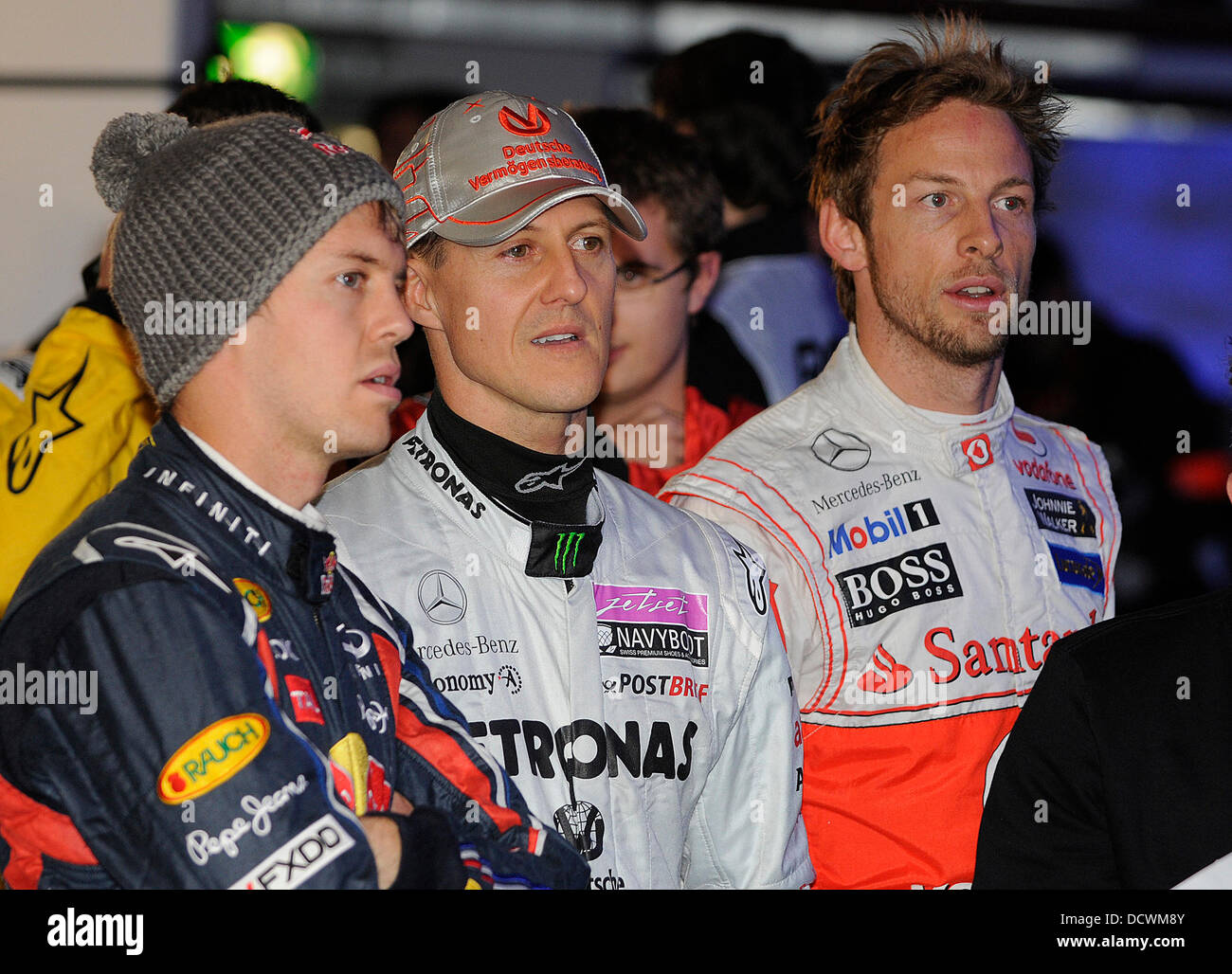 Sebastian vettel michael schumacher button hi-res stock photography and ...