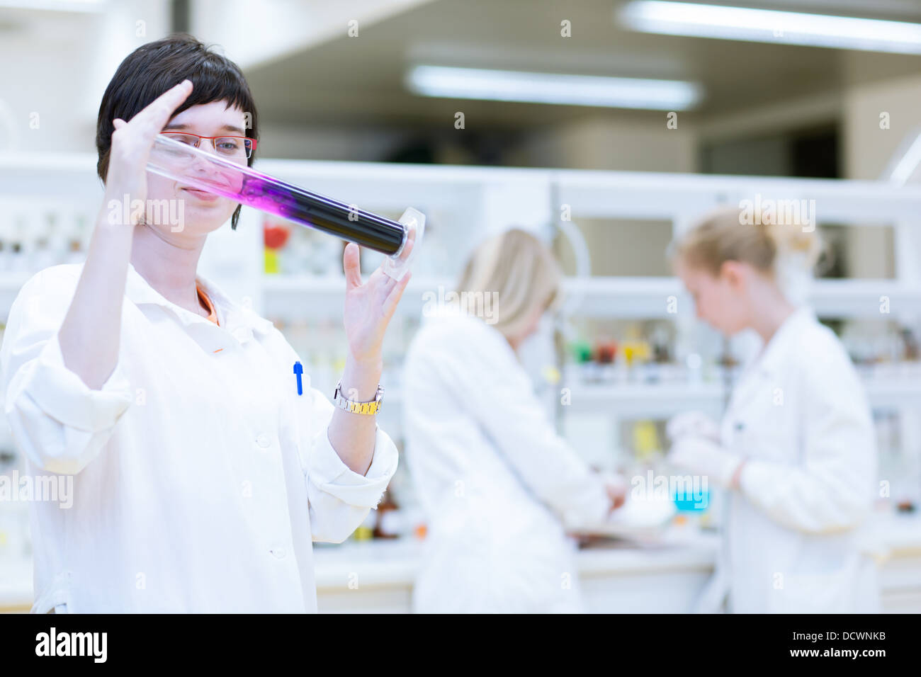 female researcher carrying out research in a chemical lab Stock Photo ...