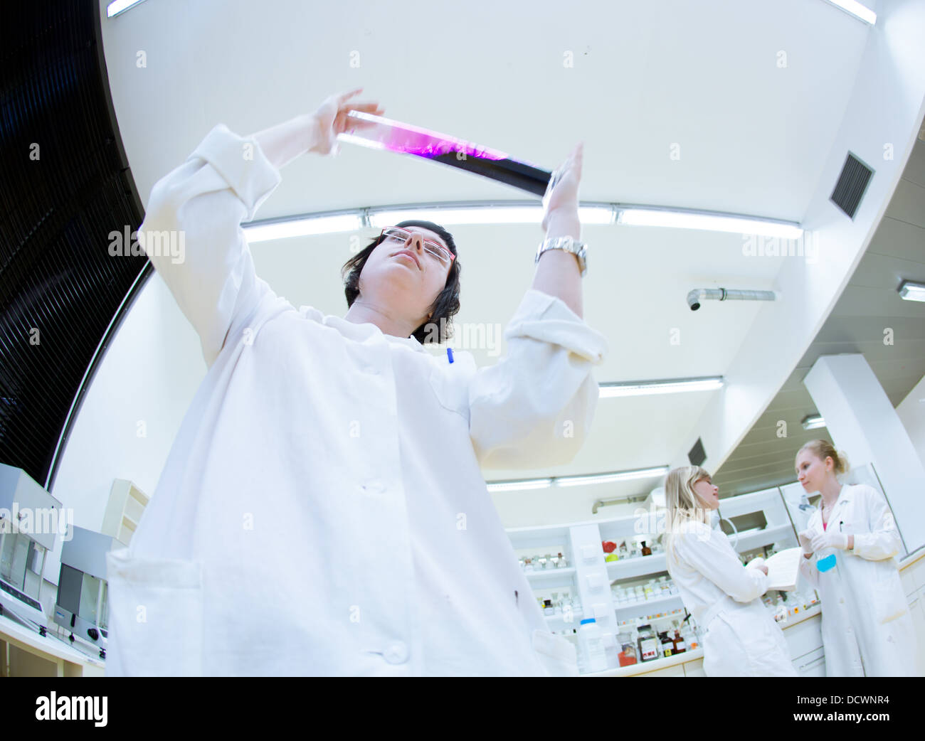 female researcher carrying out research in a chemical lab Stock Photo ...