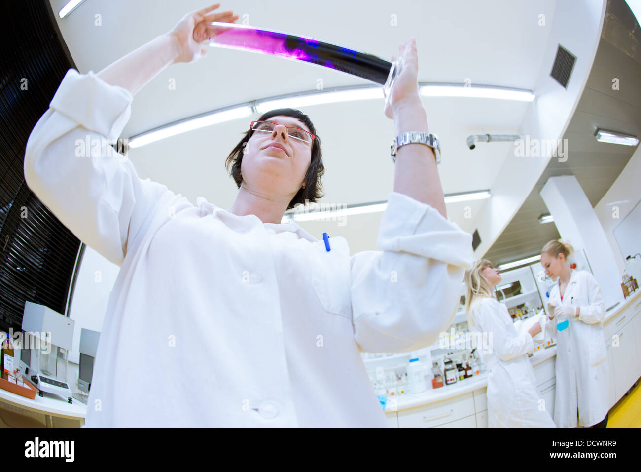 female researcher carrying out research in a chemical lab Stock Photo ...
