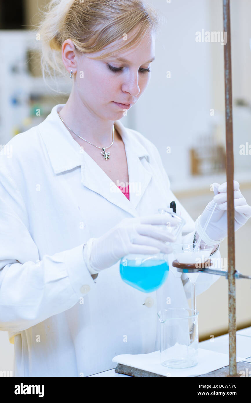 female researcher carrying out research in a chemical lab Stock Photo ...