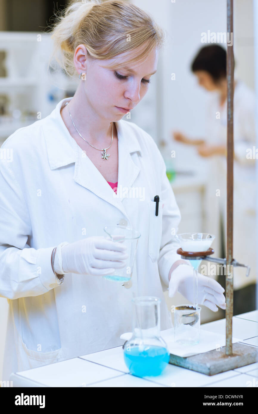 female researcher carrying out research in a chemical lab Stock Photo ...