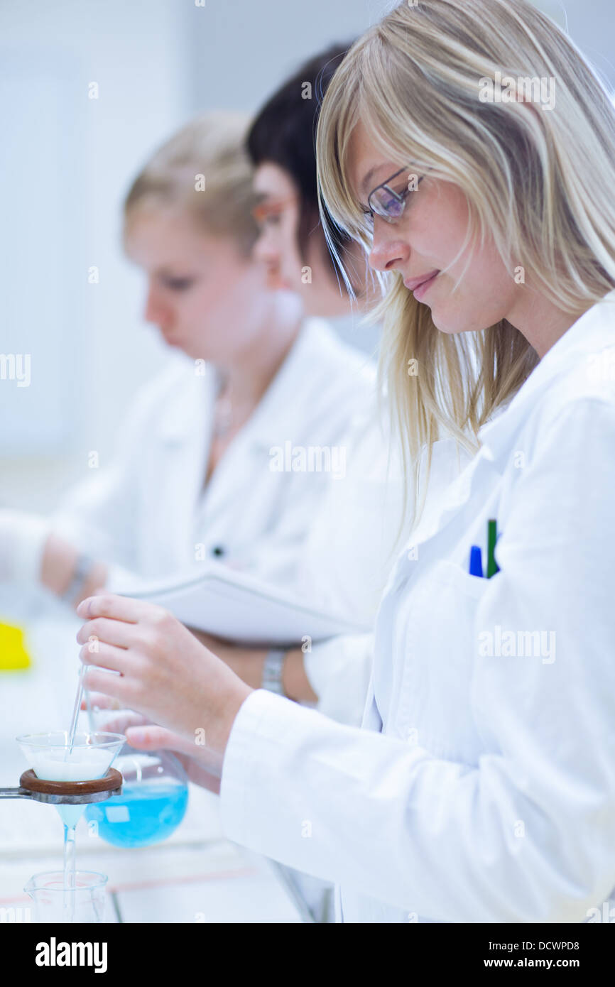 female researcher carrying out research in a chemical lab Stock Photo ...