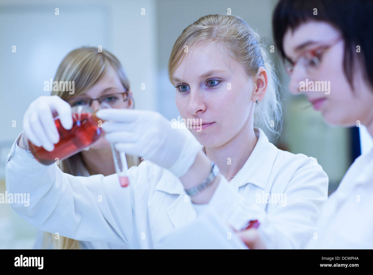 female researcher carrying out research in a chemical lab Stock Photo ...