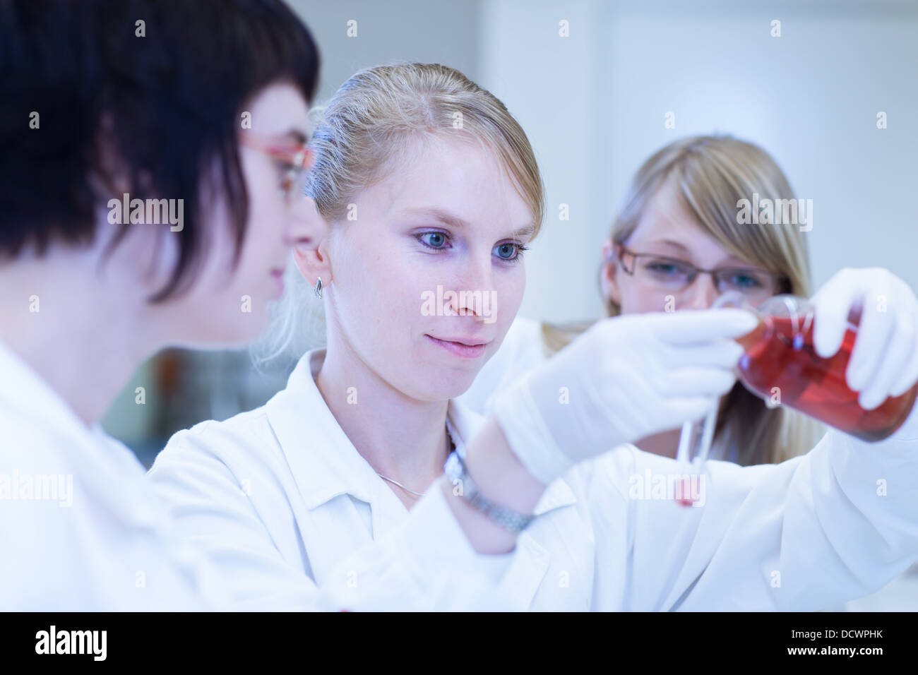female researcher carrying out research in a chemical lab Stock Photo ...
