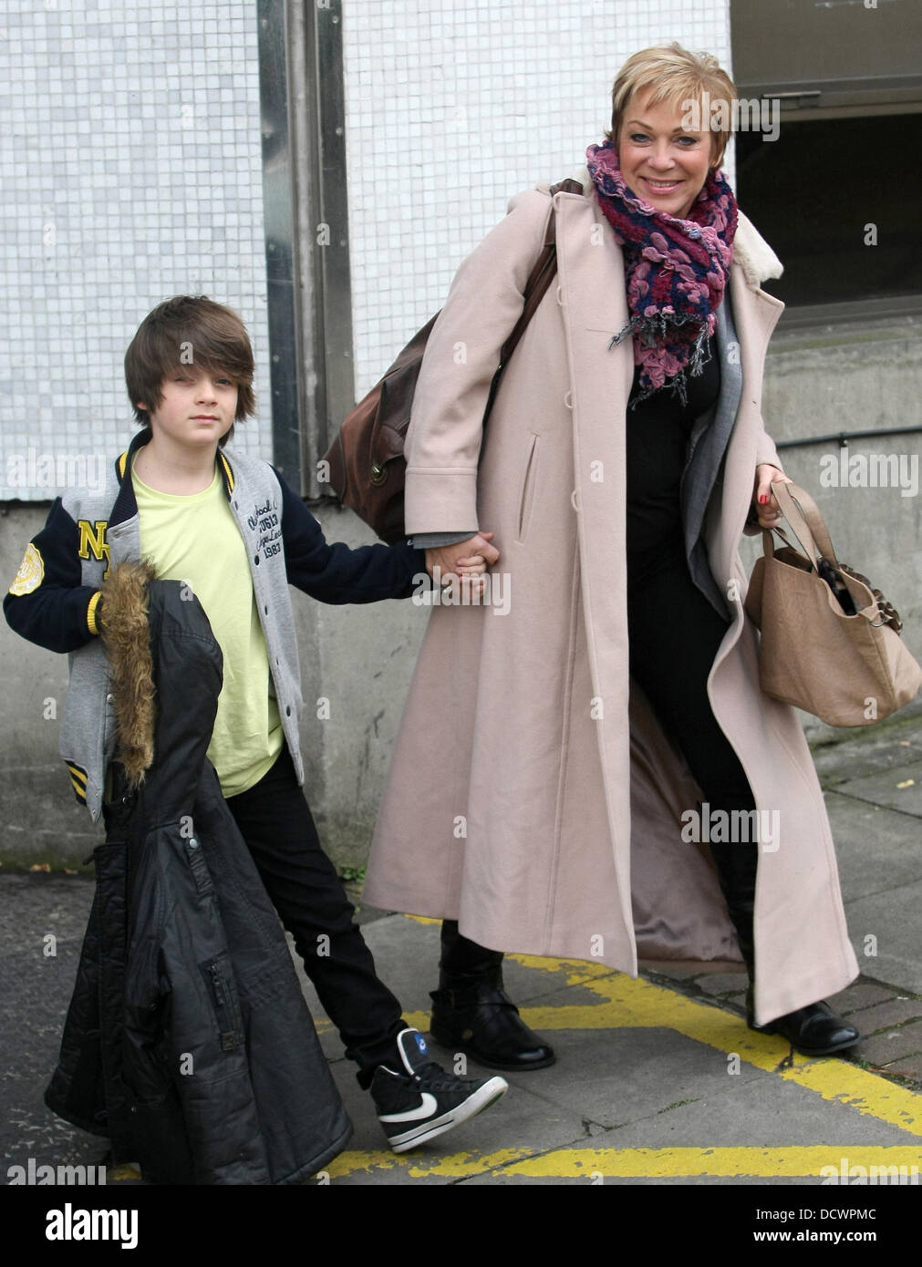 Denise Welch with her son Louis at the ITV studios London, England - 05 ...