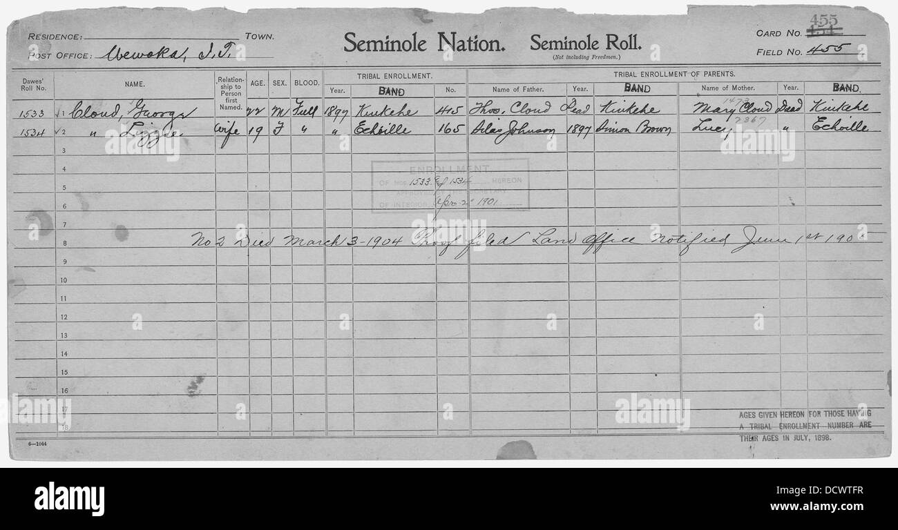 This document represents the enrollment process for the Seminole tribe ...