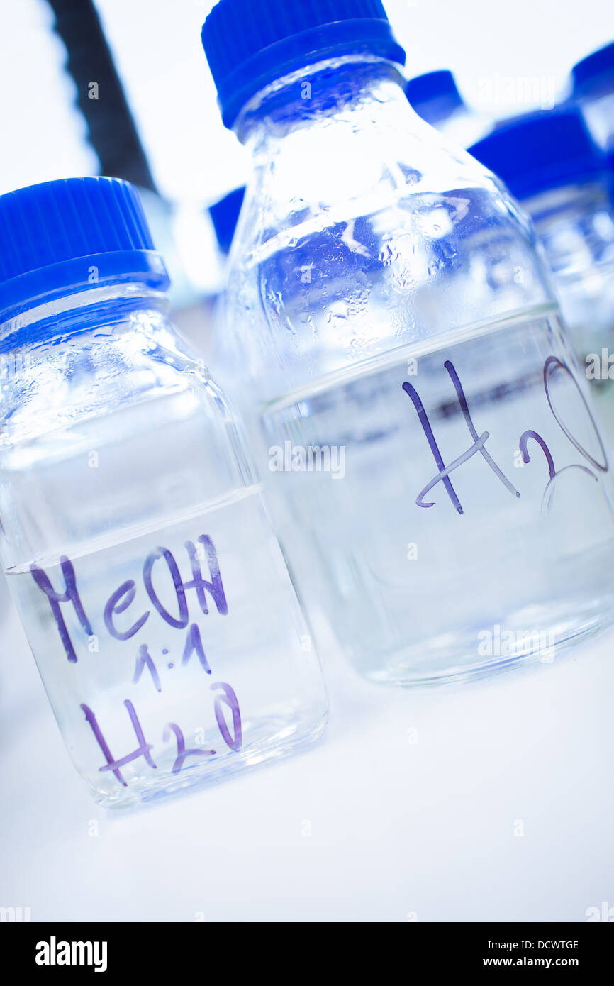 Glassware in a chemistry lab Stock Photo - Alamy