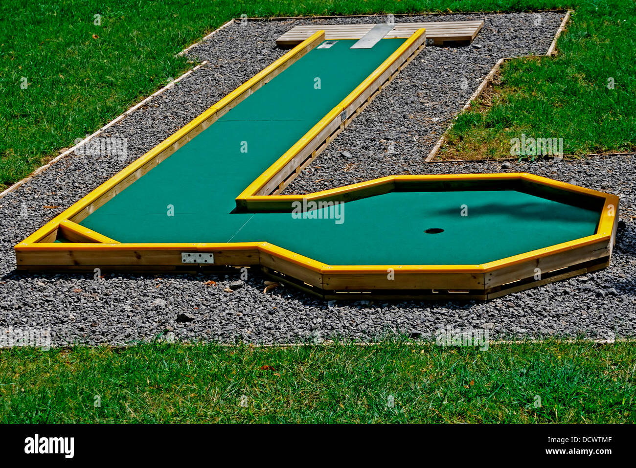 Small golf course built for children in a recreational space Stock ...