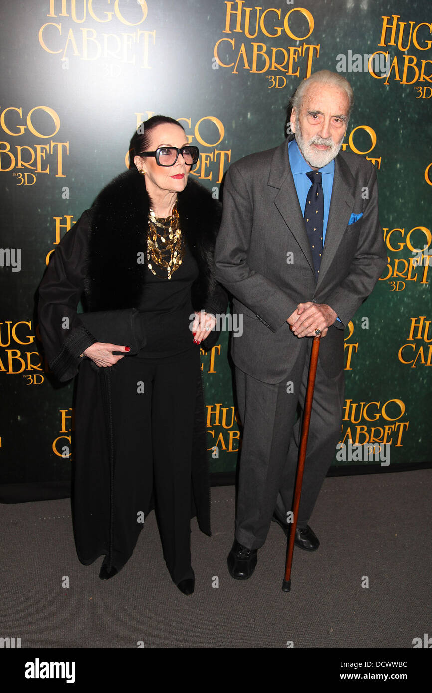 Sir Christopher Lee and Birgit Kroencke Lee The Premiere of 'Hugo' held ...