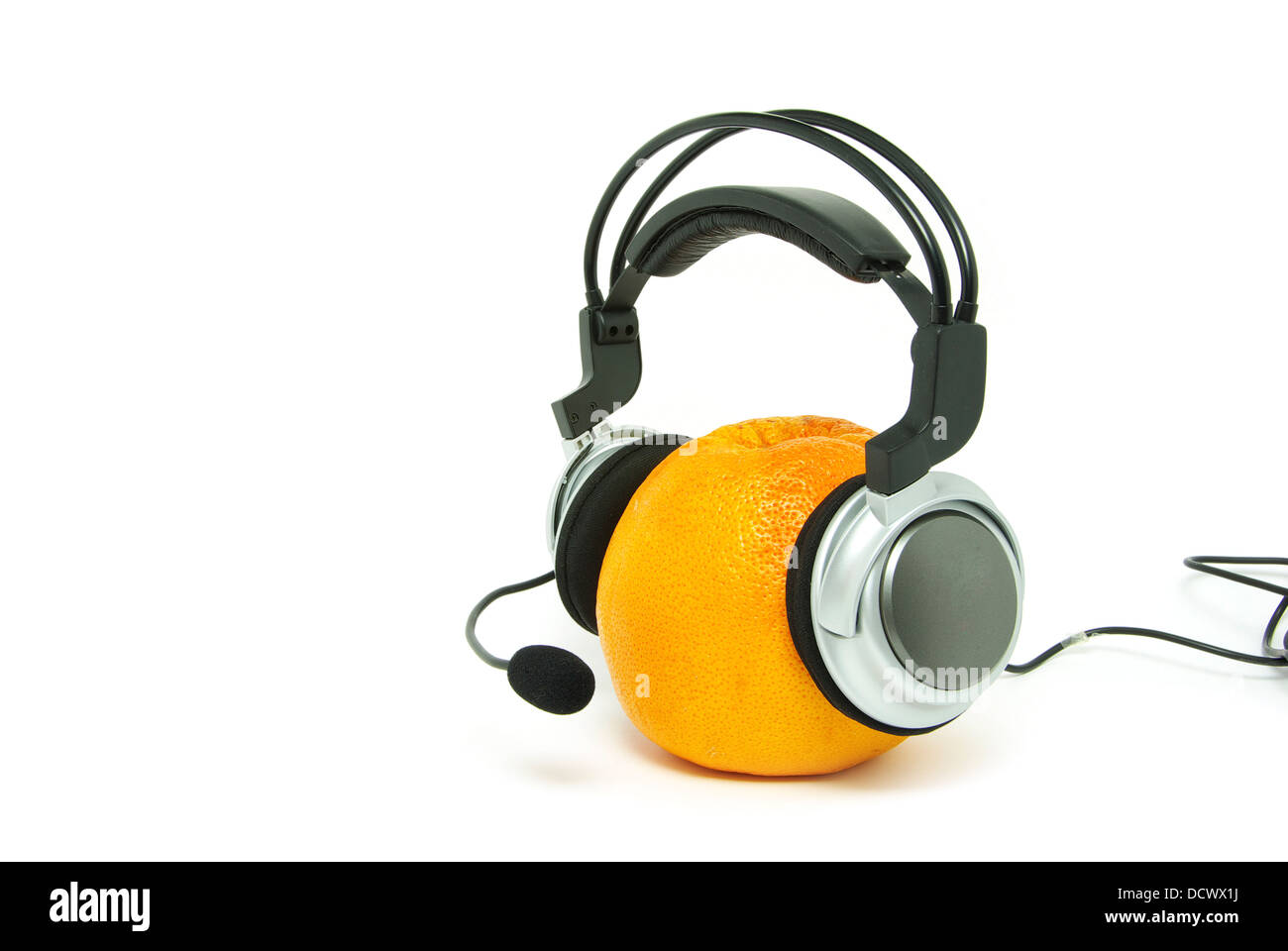 orange and headphones Stock Photo - Alamy