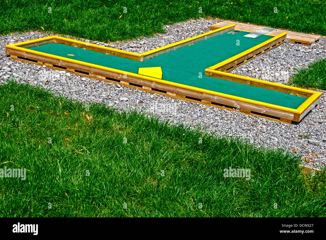 Small golf course built for children in a recreational space Stock ...