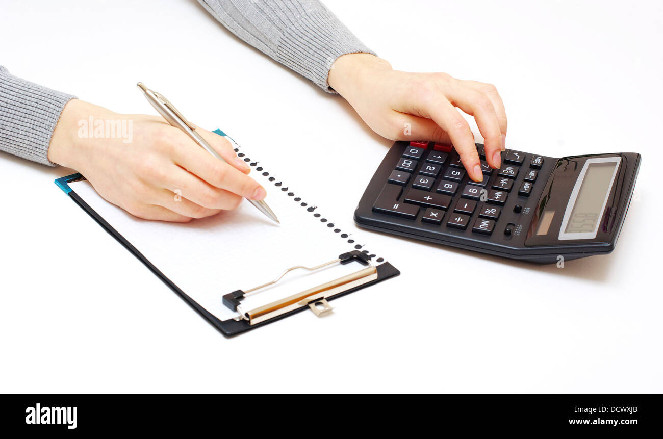 pen and calculator Stock Photo - Alamy