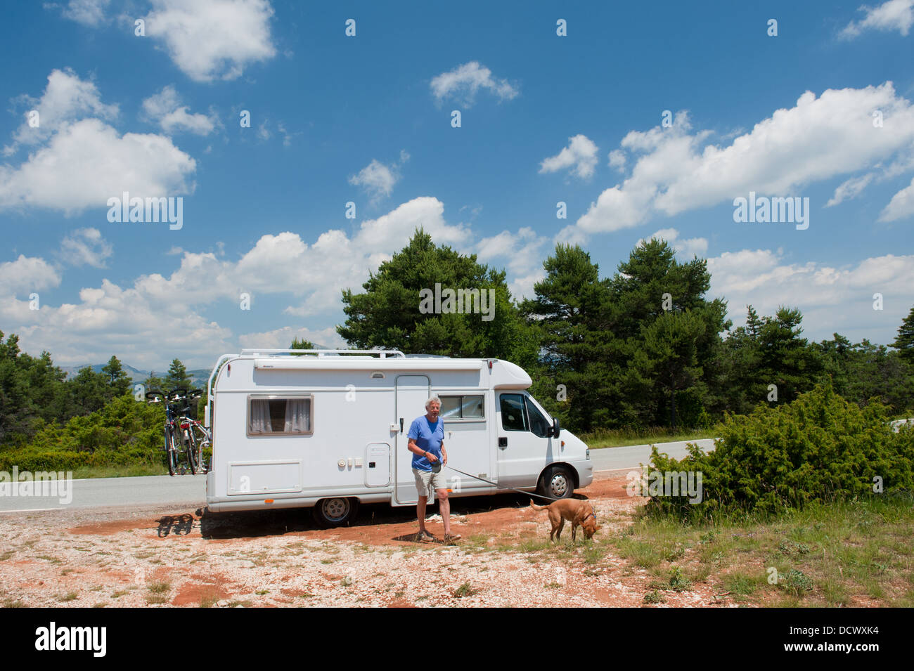 Man is traveling by mobile home Stock Photo - Alamy