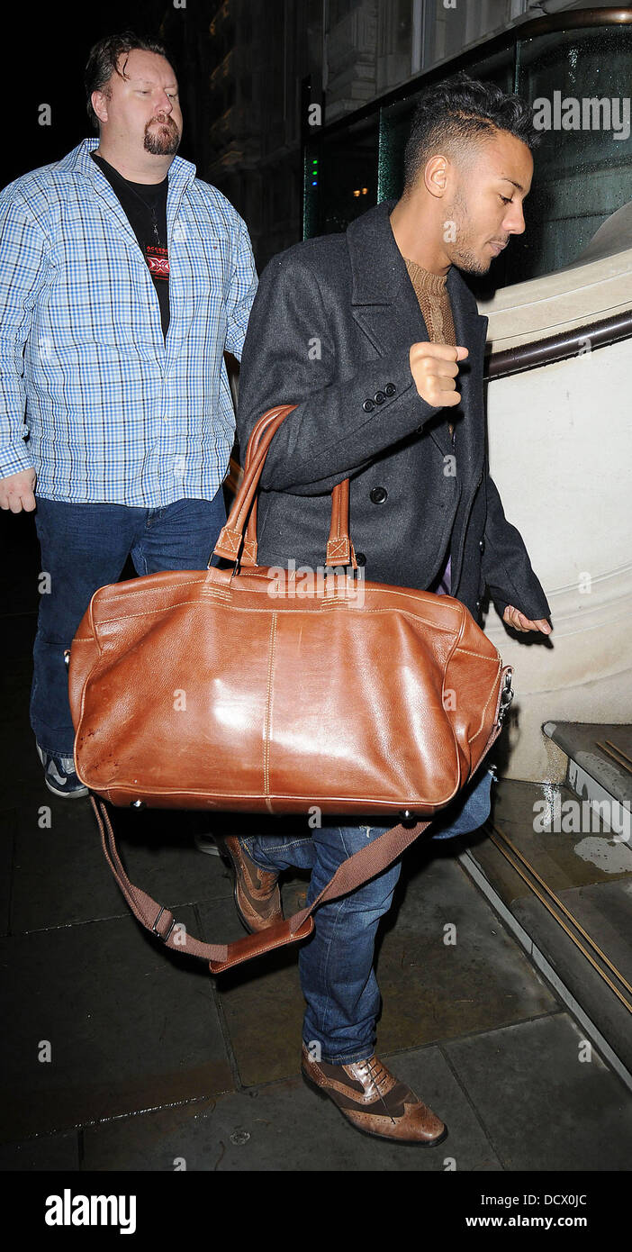 Marcus Collins , of X Factor, arriving at a hotel. London, England - 08 ...