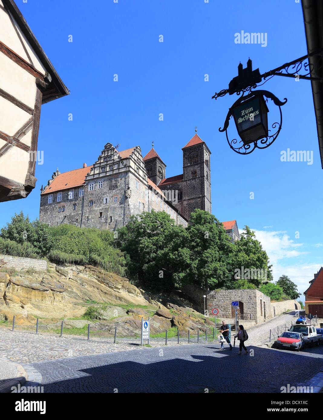 View of the collegiate church 'Sankt Servatius' on the castle hill in ...