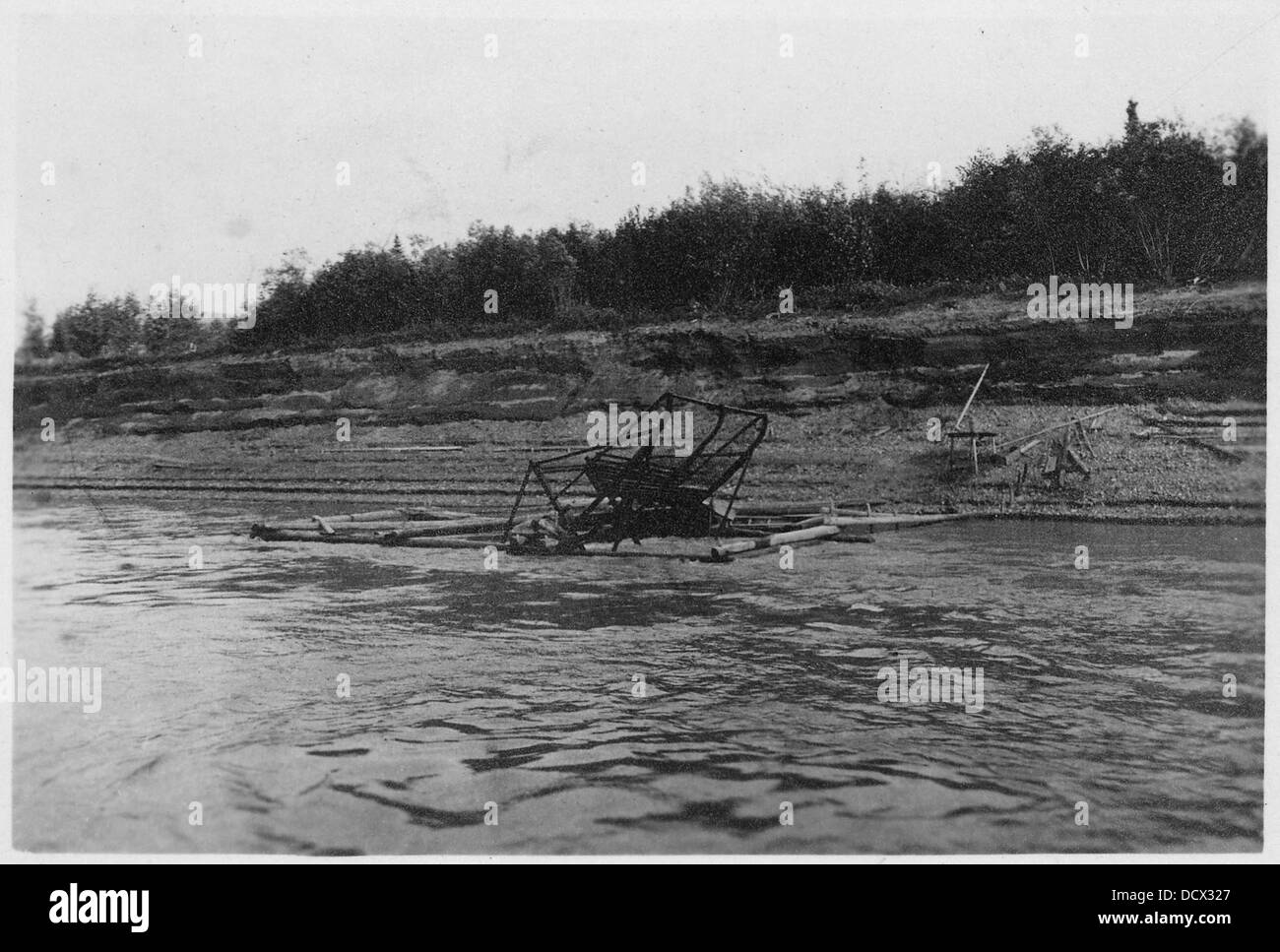 A traditional fish-wheel on the Yukon River, used for catching fish ...