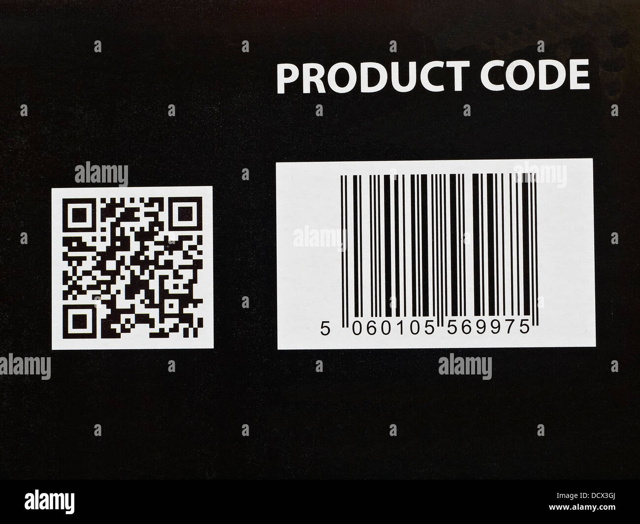 QR and barcode isolated on black background Stock Photo - Alamy