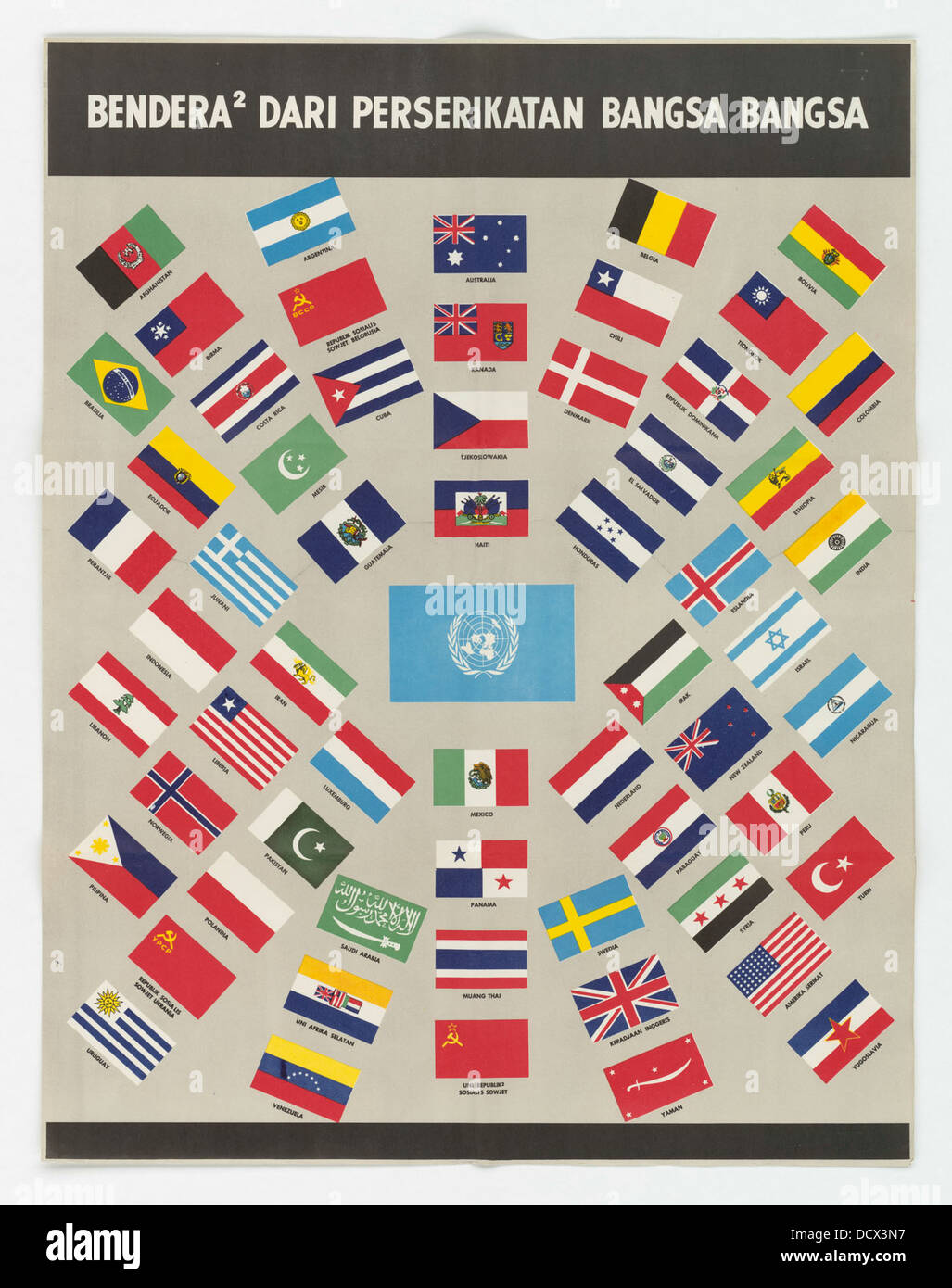 A display of the flags of the United Nations, symbolizing international ...