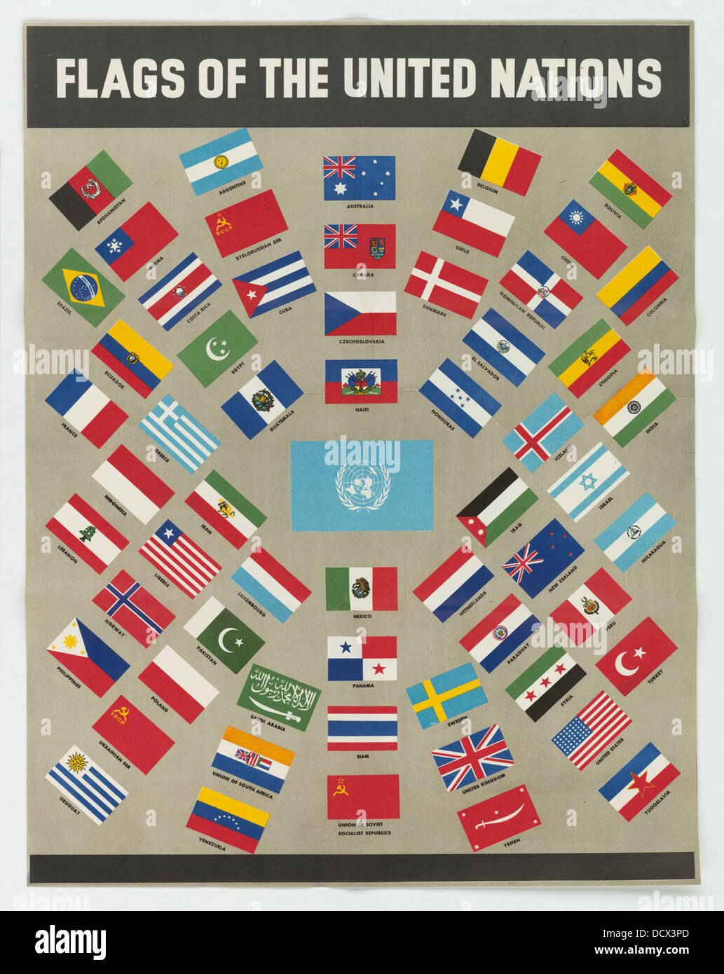 Flags of the United Nations, representing the member countries and ...