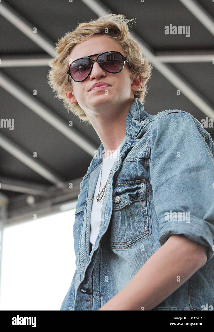 Cody Simpson performing at the Jingle Ball Village during the 2011 Y100 ...