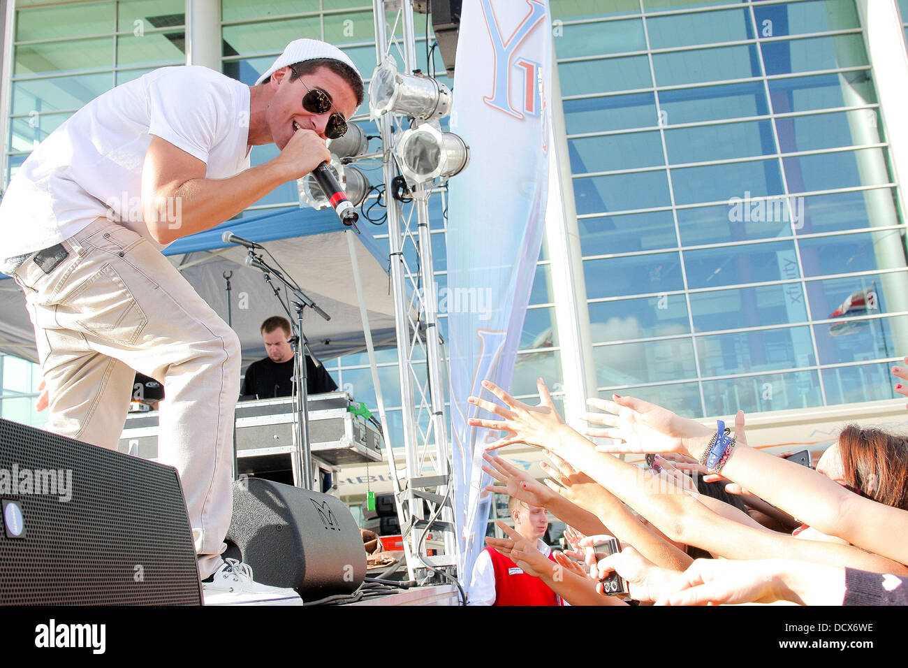 Jake Miller performing at the Jingle Ball Village during the 2011 Y100 ...