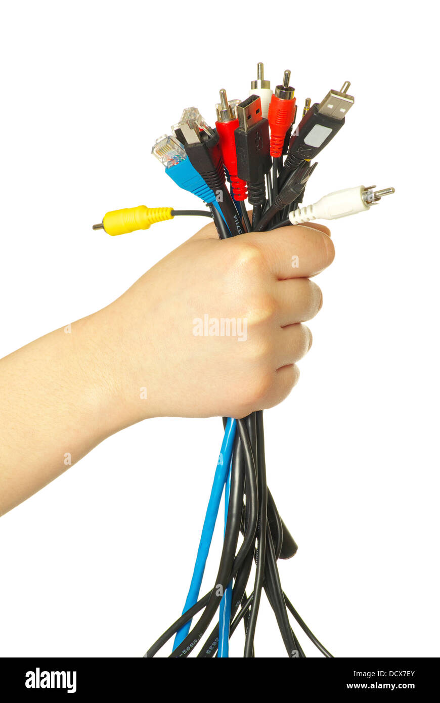 cables in hand Stock Photo - Alamy