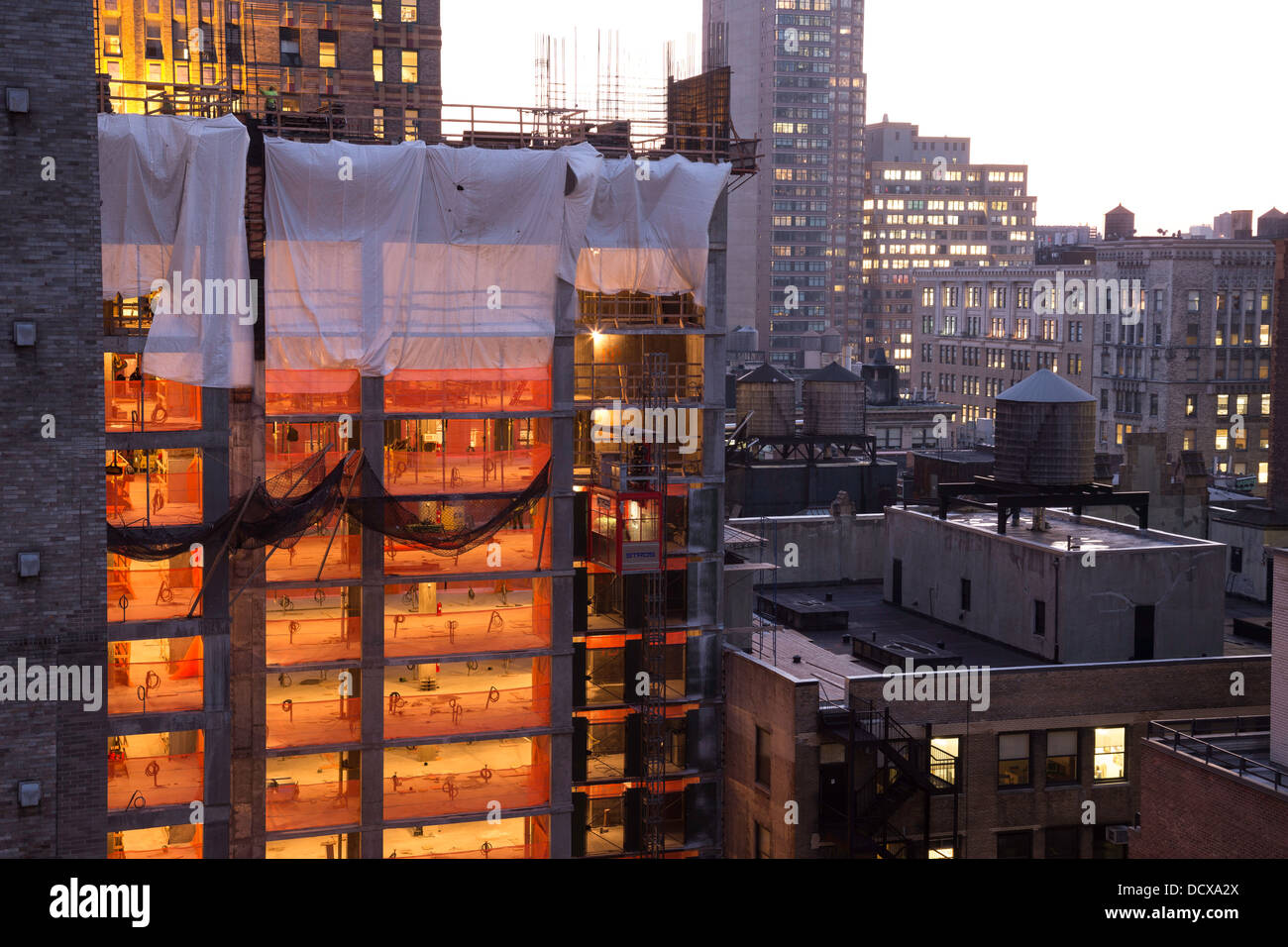 Highrise Building Construction Site, Dusk, NYC Stock Photo - Alamy