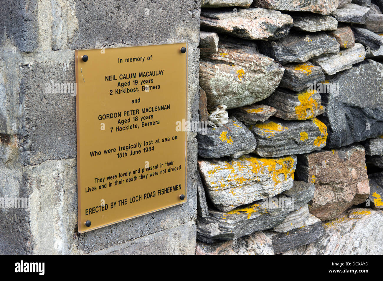 Memorial to Fishermen at Cemetery on the Isle of Bernera Scotland UK ...