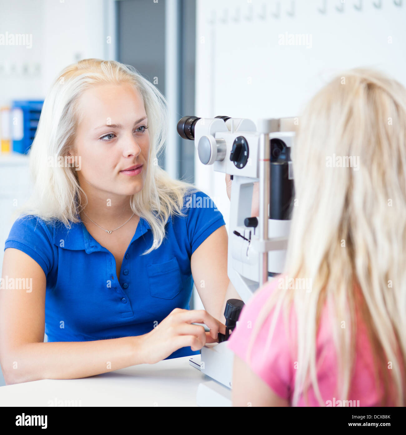 optometry concept - pretty, young female patient Stock Photo - Alamy
