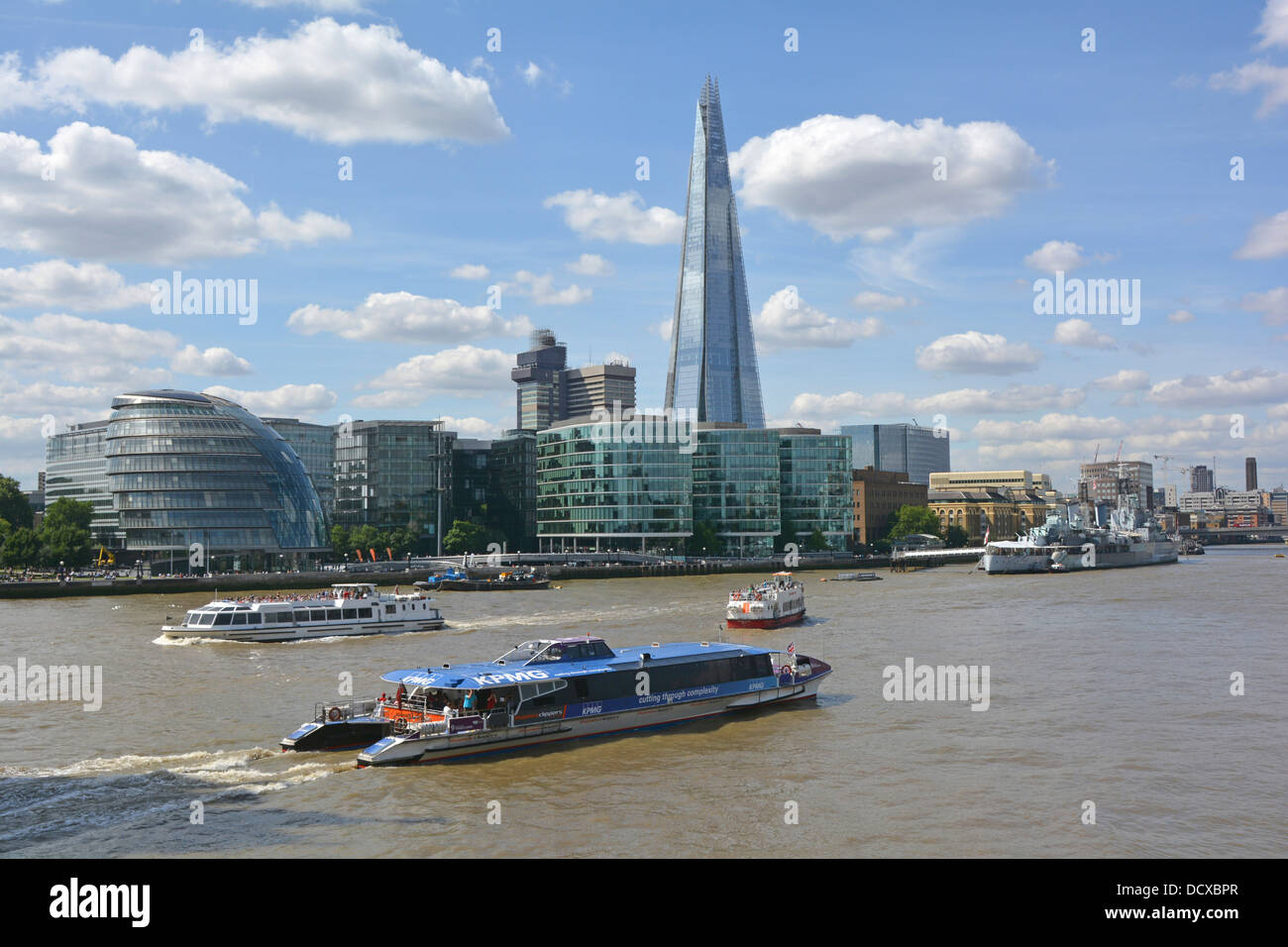 River Thames at the Pool of London with the Shard building includes ...