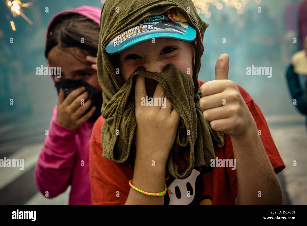 Barcelona, Spain. 21st August 2013: Children enjoy the children's ...