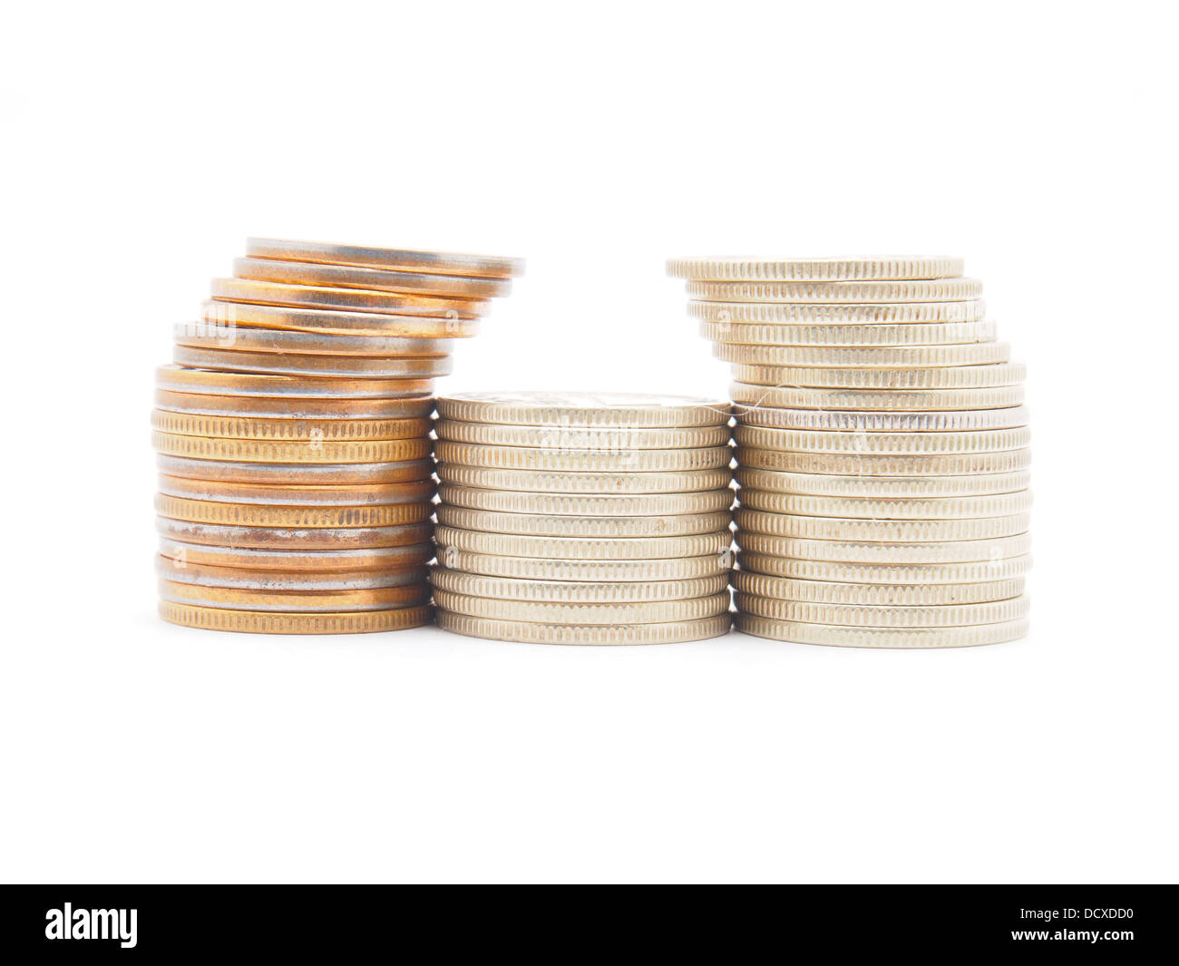 coins on white background Stock Photo - Alamy